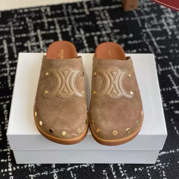 Celine | Shoes | Celine Triomphe Studded Mules | Poshmark